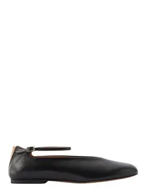 JIL SANDER Elyss Leather Ballet Flats - Black
