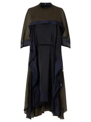 Sacai Satin And Chiffon Midi Dress - Multi