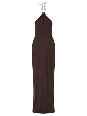 Alex Perry Mesh Halterneck Maxi Dress - Gray
