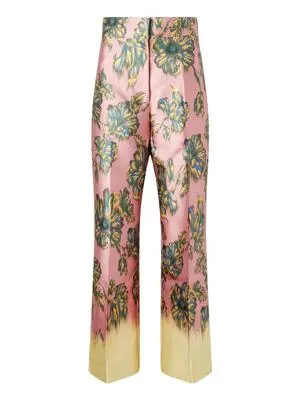 ALEMAIS Faye Floral-print Twill Wide-leg Pants - Pink