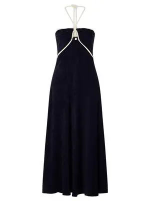 Johanna Ortiz Gleymoon Cut-out Halterneck Maxi Dress - Navy
