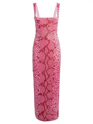 CLIO PEPPIATT Snake Medusa Midi Dress - Red