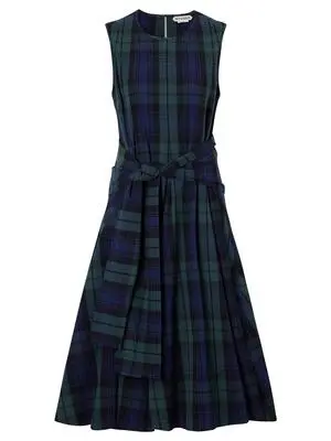 JW Anderson Checked Cotton-cloqué Mini Dress - Emerald