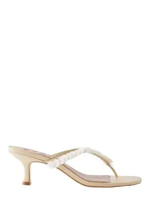 Staud Freja 60 Embellished Leather Thong Sandals - Neutrals