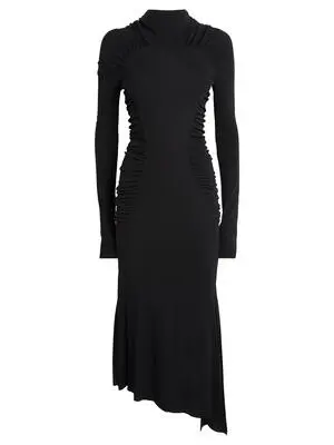 Victoria Beckham Long-sleeve Gathered Midi Dress - Black