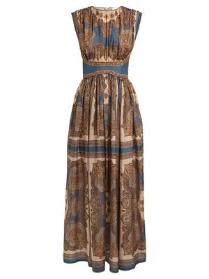 Zimmermann Silk Printed Maxi Dress - Navy