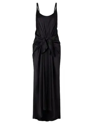 JW Anderson Tie-detailed Crinkled-silk Maxi Dress - Black