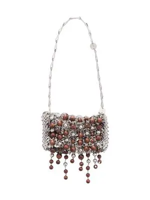 Rabanne 1969 Nano Fringed Beaded Chainmail Shoulder Bag - Silver