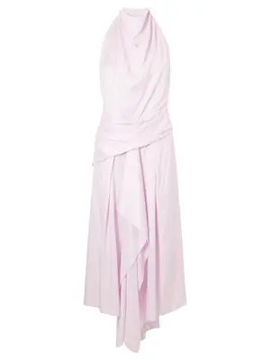 Brandon Maxwell Halterneck Asymmetrical Midi Dress - Pink