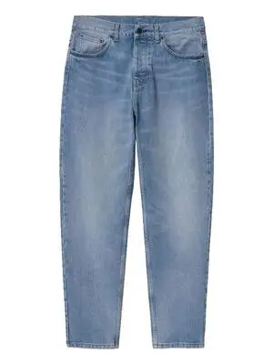 Carhartt Work In Progress Newel Logo-patch Straight-leg Jeans - Blue