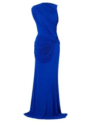 Alex Perry Asymmetric Gathered Stretch-jersey Gown - Blue
