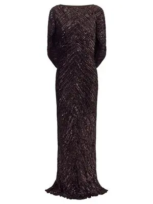 Jenny Packham Sakari Cape-effect Embellished Gown - Bronze