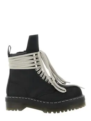 Rick Owens X Dr. Martens Quad Sole Steel Toe Lace-up Boots - Black