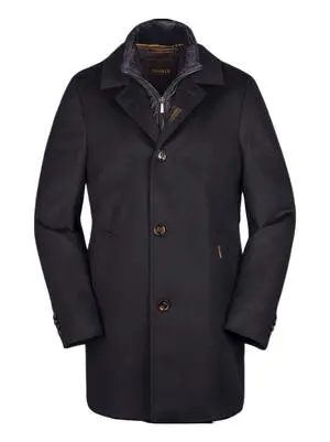 MOORER Single-breasted Wool Coat With Layered Detail - Black