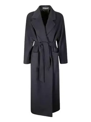 Tagliatore Belted Coat With Patch Pockets - Black