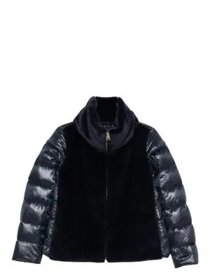 Herno Zip-up Padded Jacket With Fur Accents - Navy