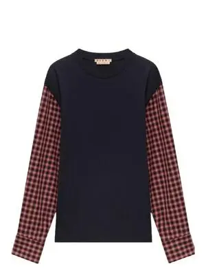 Marni Marni Checked Sleeve T-Shirt Blue-black