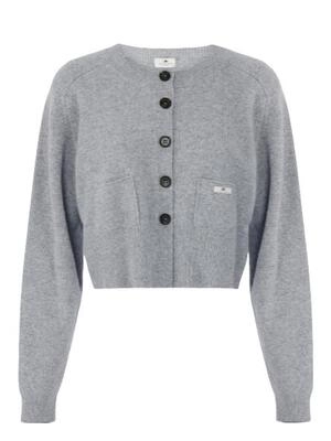Elisabetta Franchi Cropped Raglan-sleeve Cardigan - Light Gray
