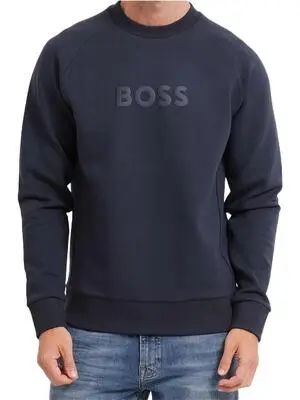 Hugo Boss Long Sleeve Sweatshirt With Debossed Logo - Blue
