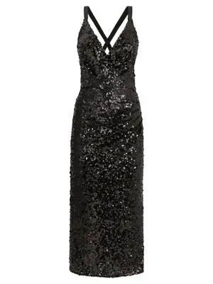 Dolce & Gabbana Sequined V-neck Midi Gown - Black