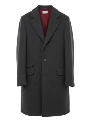Brunello Cucinelli Cashmere Coat With Notched Lapel - Black