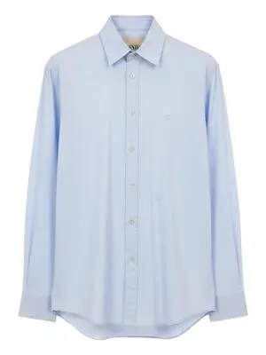 Valentino Garavani Embroidered-logo Long-sleeve Shirt - Blue