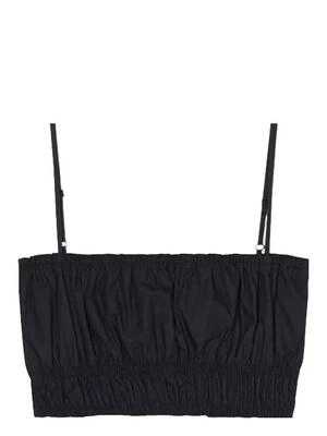 Closed Gathered Detail Crop Top - Black