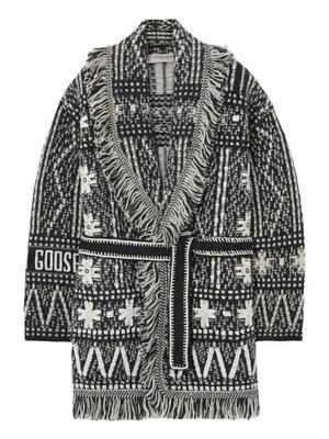 GOLDEN GOOSE Fringed Belted Cardigan - Gray