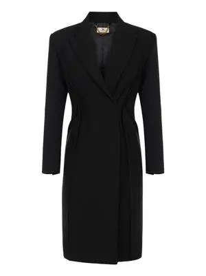 Elisabetta Franchi Double-layer Crêpe Coat - Black