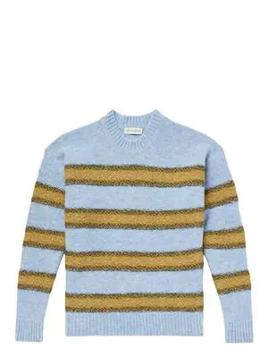 Dries Van Noten Master Striped Alpaca-blend Sweater - Blue