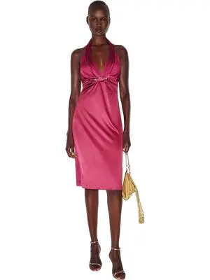 REFORMATION Vintage Roberto Cavalli Serpent Halterneck Midi Dress - Red