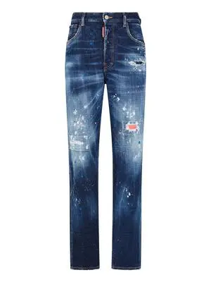Dsquared2 Dsquared2 Dark Neon Splash Wash 642 Jeans Blue