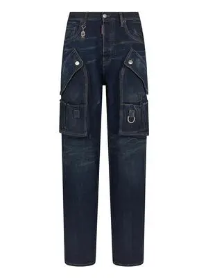Dsquared2 Black Dusty Wash Eros Cargo Jeans - Blue