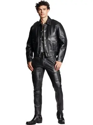 Dsquared2 Leather Cargo Pants - Black