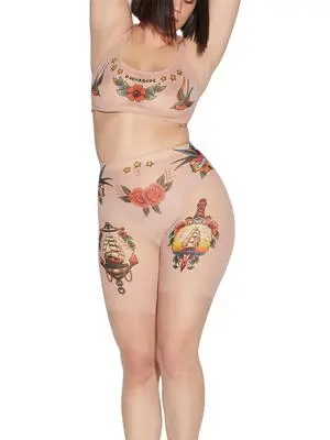Dsquared2 Honey Tattoo Cycling Shorts - Beige