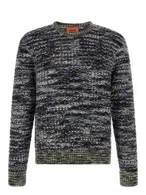 MISSONI Missoni 3D Knitted Multicolor Flamed Pattern Wool Blend Sweater