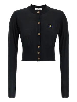 VIVIENNE WESTWOOD Bea Cropped Cotton Cardigan With Orb Embroidery - Black