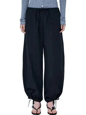 TOTEME Drawstring Cotton Trousers - Black