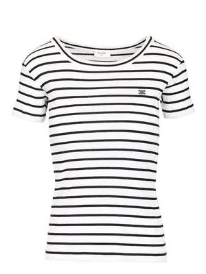 Celine Striped Silk And Cotton Blend T-shirt - Multicolor