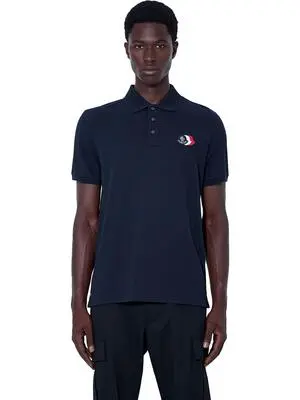 Moncler Polo Shirt With Embroidered Logo - Blue