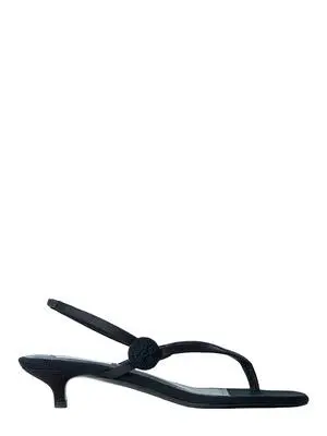 TOTEME Slingback Satin Sandals With Woven Toe Strap - Black