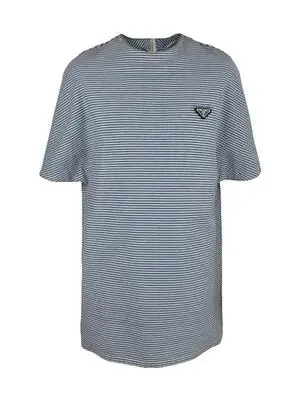 Prada Short-sleeved Denim Dress - Blue
