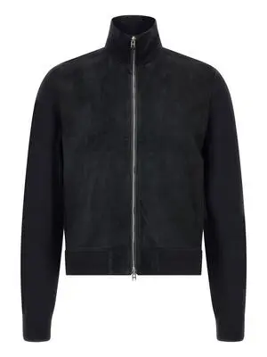TOM FORD Two-material Suede And Wool Cardigan - Blue