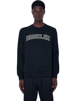Moncler Cotton Logo Motif Crewneck Sweatshirt - Black