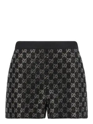 Gucci Gg Lamé Tweed High-waisted Shorts - Black