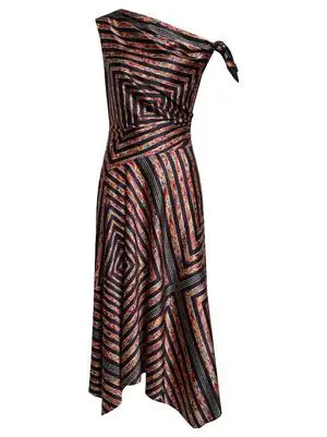 Staud Phara One-shoulder Geometric Print Stretch Silk Dress - Studio