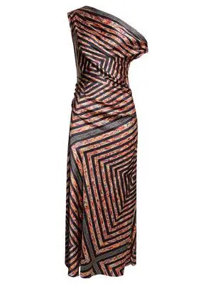 Staud Phara One-shoulder Geometric Print Stretch Silk Dress - Studio