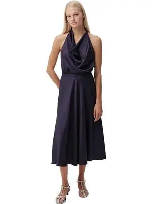 EXQUISE Calais Skater Midi Skirt - Navy