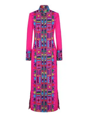 BEATRICE VON TRESCKOW Embroidered Silk Blend Long Coat - Pink