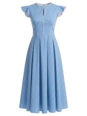 GEORGETTE Georgette Powder Polka Dot Midi Dress